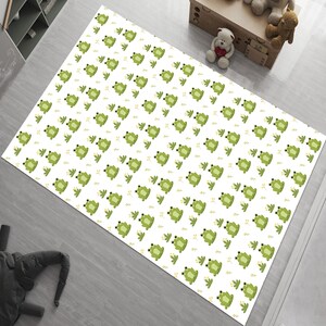 Frog Rug, Animal Rug, Cute Rug, White and Green Rug, Baby Room Rug ...