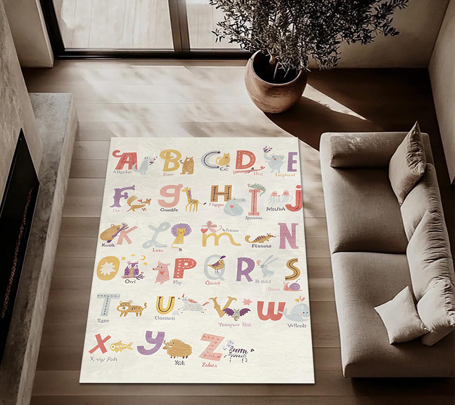 Alphabet Themed Rug ,colorful Educational Carpet,playroom Accent Rug ...