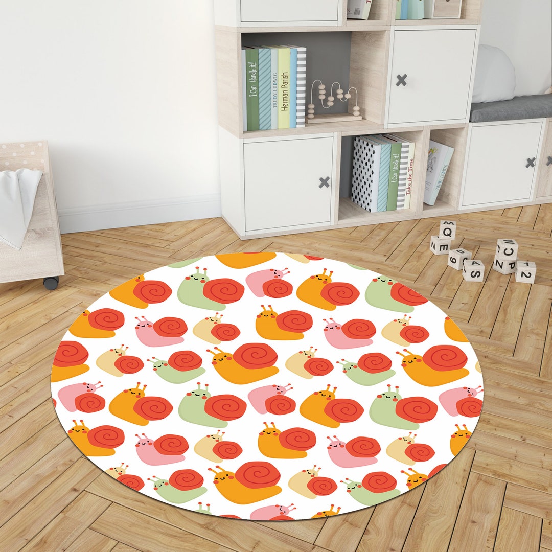 Snail Rug, Animal Rug, Cute Rug, Colorful Rug, Round Rug, Kids Room Rug ...