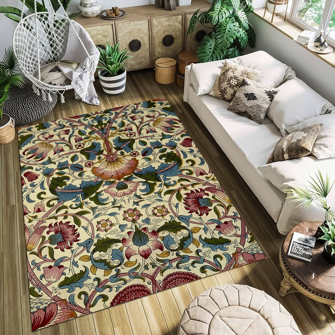 Flowers Rug, Living Room Rug, Flowers Pattern Rug, Area Rug, Botanical ...