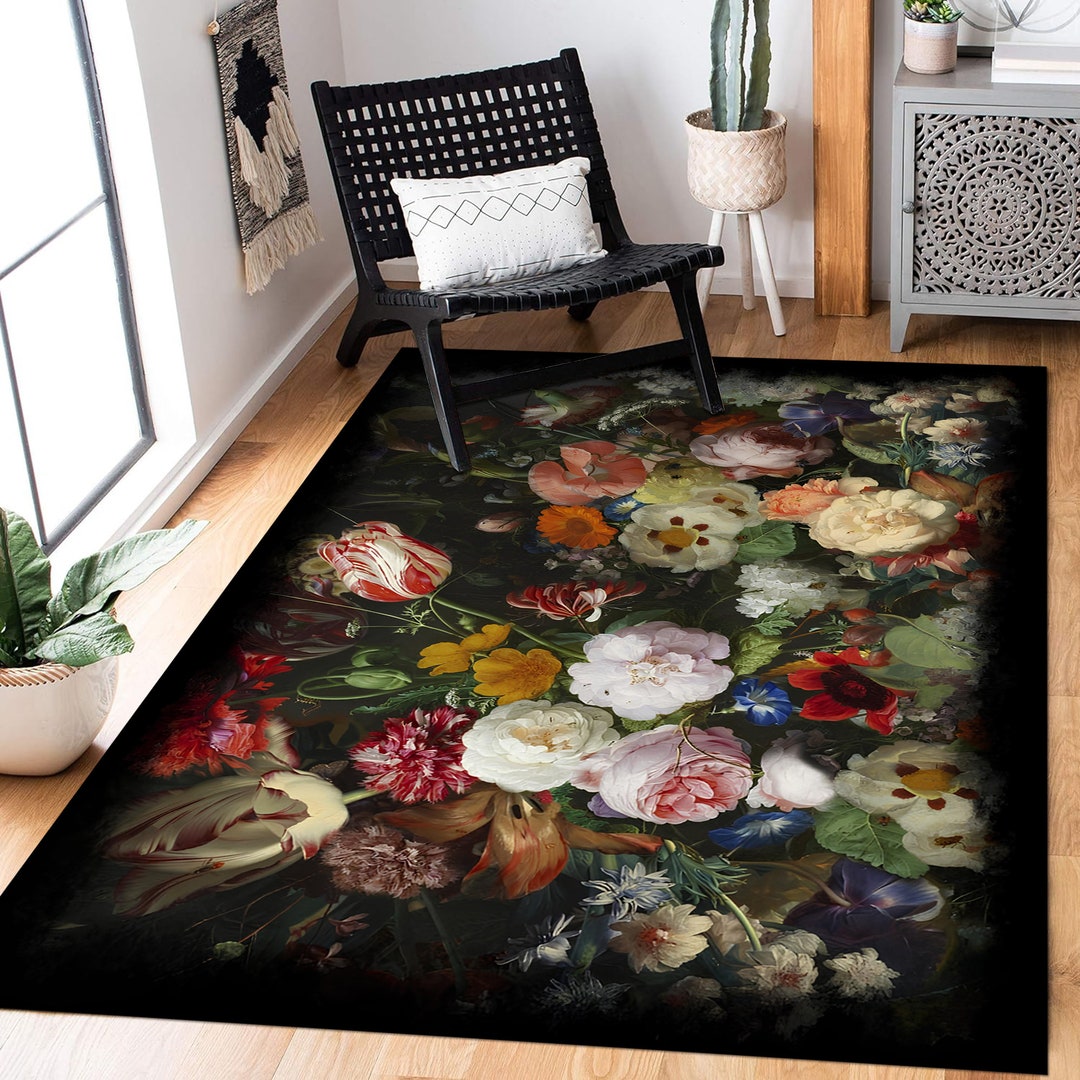 Gothic Area Rug,floral Runner, Flowers Rug, Damask Non Slip Carpet ...