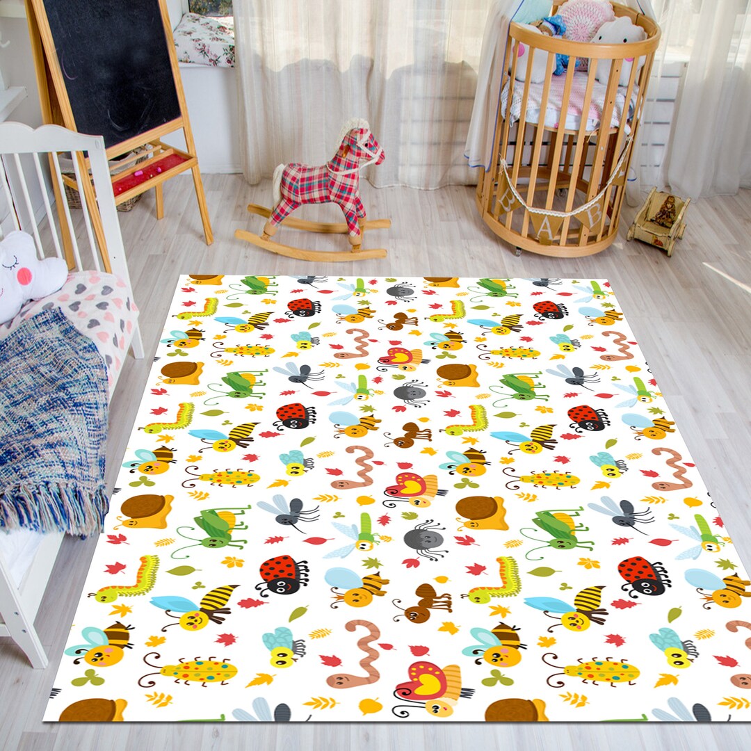 Bee Rug, Butterfly Rug, Leaf Rug, Animal Rug, Cute Rug, Kids Room Rug ...