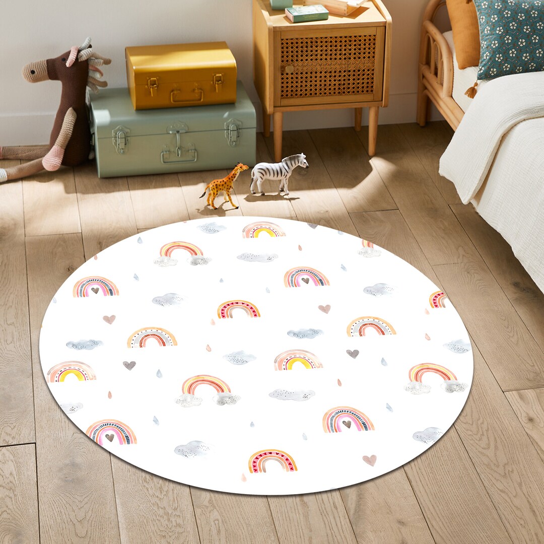 Rainbow Rug, Heart Rug, Cloud Rug, Soft Rug, Kids Boho Rug, Round Rug ...
