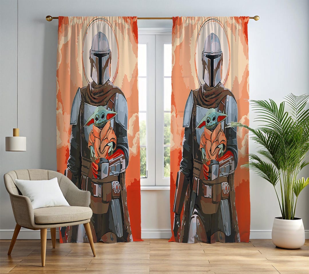 Star Wars Curtain, Mandalorian Drapes, Baby Yoda Curtain, Grogu Style ...