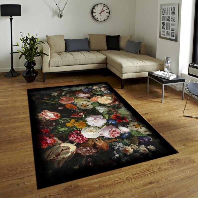 Gothic Area Rug,floral Runner, Flowers Rug, Damask Non Slip Carpet ...