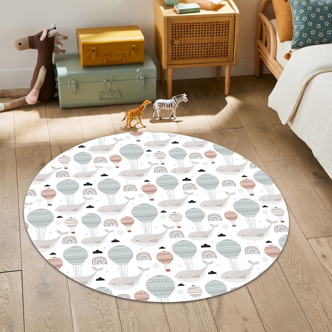Whale Rug, Round Rug, Kids Room Rug, Nursery Rug, Baby Room Rug, Kids ...