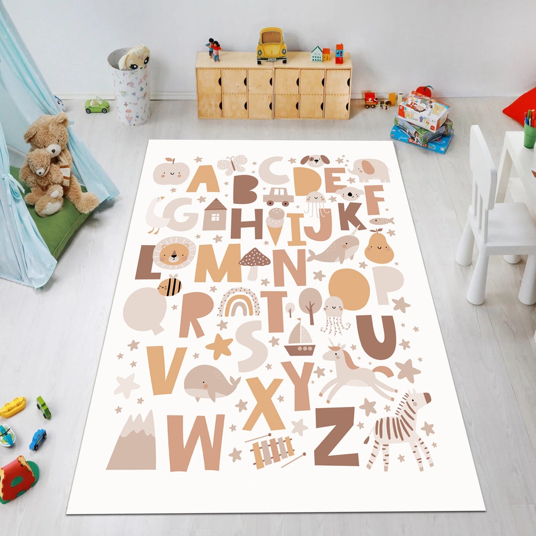 Alphabet Rug,animal Rug,educational Rug,nursery Rug,kids Room Rug,baby ...