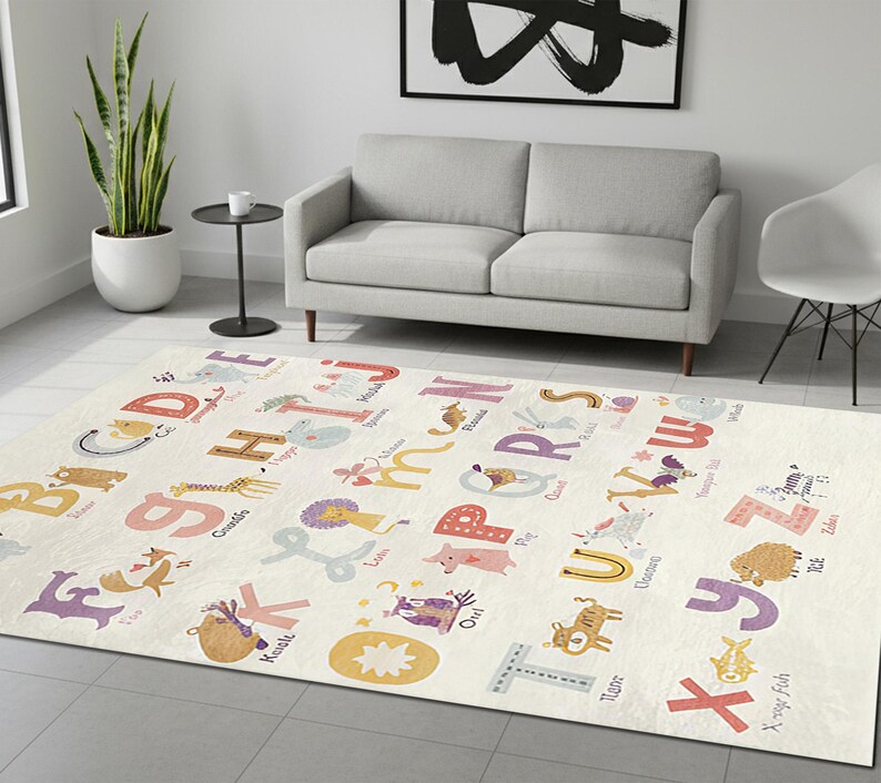 Alphabet Themed Rug ,colorful Educational Carpet,playroom Accent Rug ...