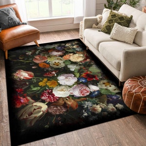 Gothic Area Rug,floral Runner, Flowers Rug, Damask Non Slip Carpet ...