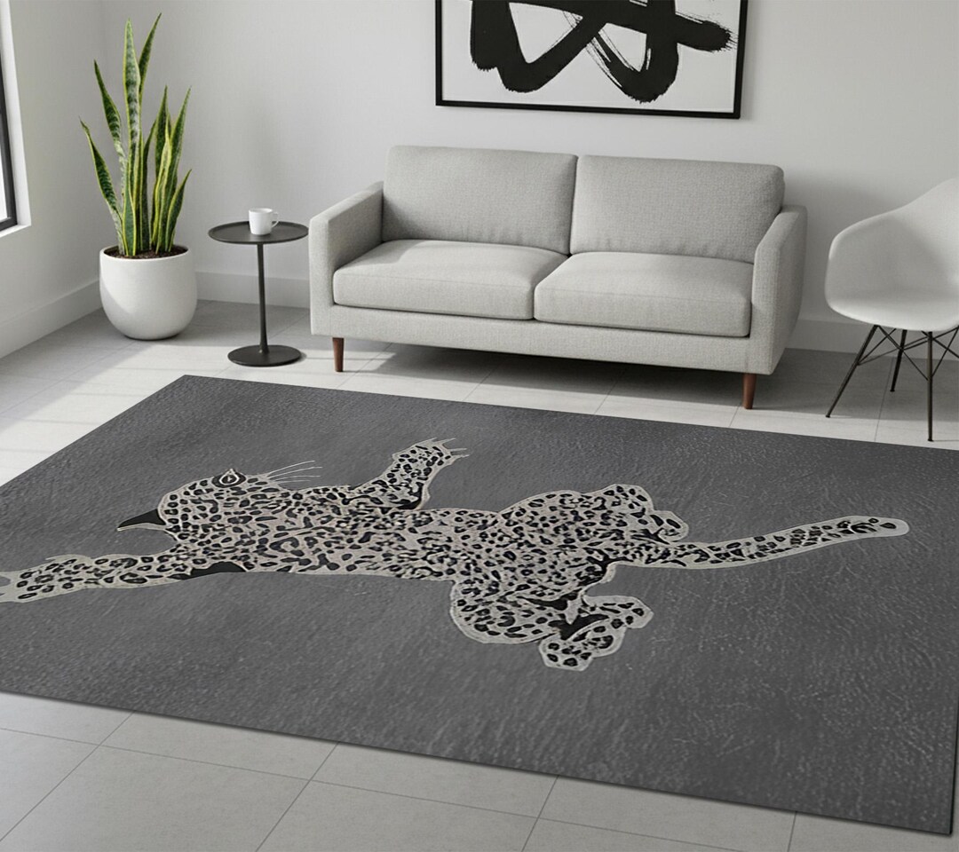 Dark Gray Leopard Rug, Non-slip Modern Entryway Accent Carpet - Etsy