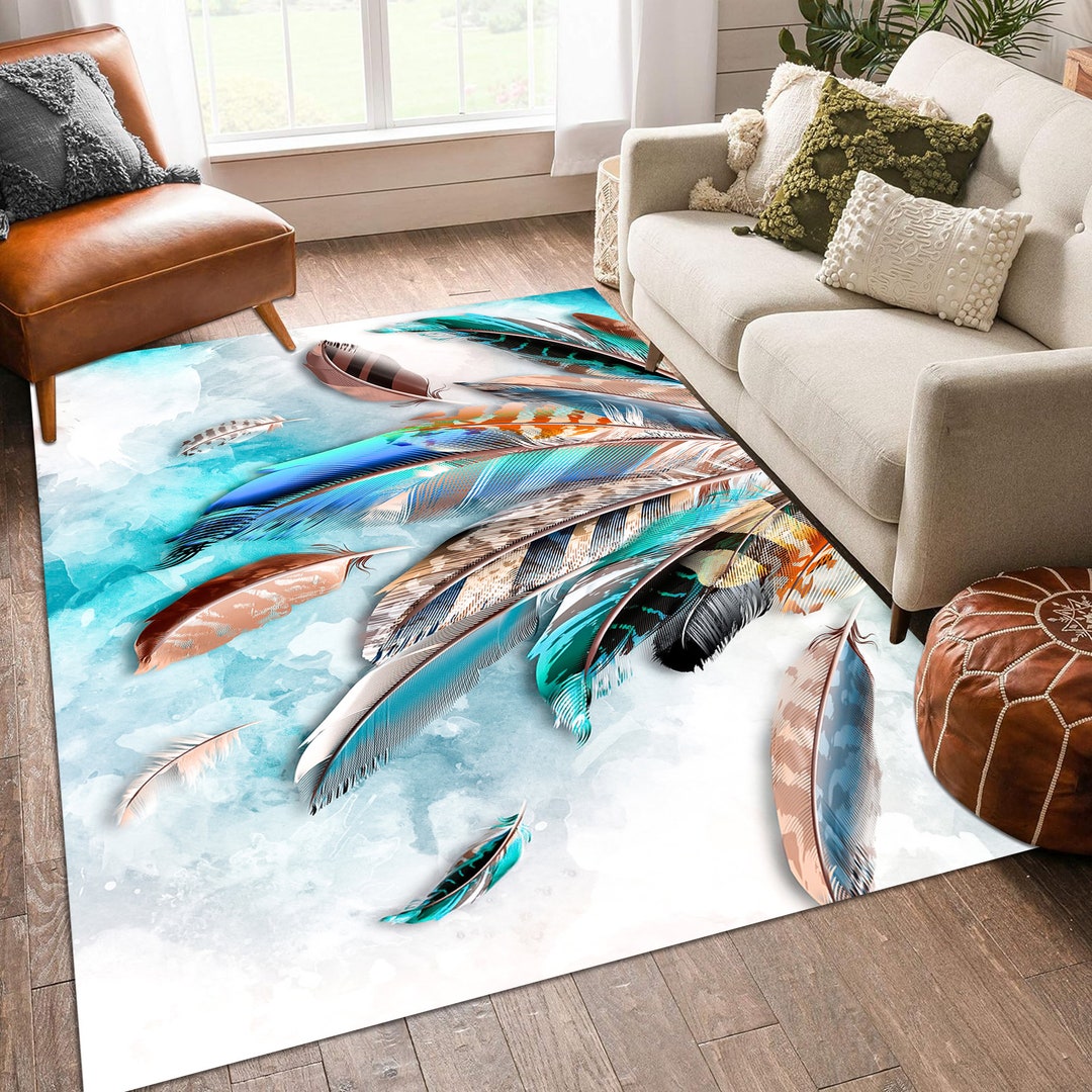 Peacock Rug, Animal Rug, Feather Rug, Farmhouse Rug, Living Room Rug ...