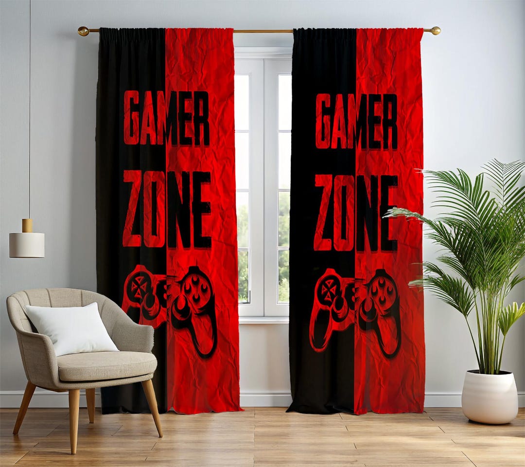 Game Room Curtain, Joystick Design, Playroom Gamer Decor - Etsy