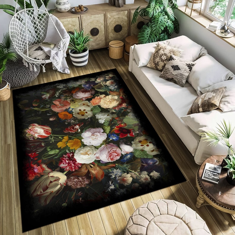 Gothic Area Rug,floral Runner, Flowers Rug, Damask Non Slip Carpet ...