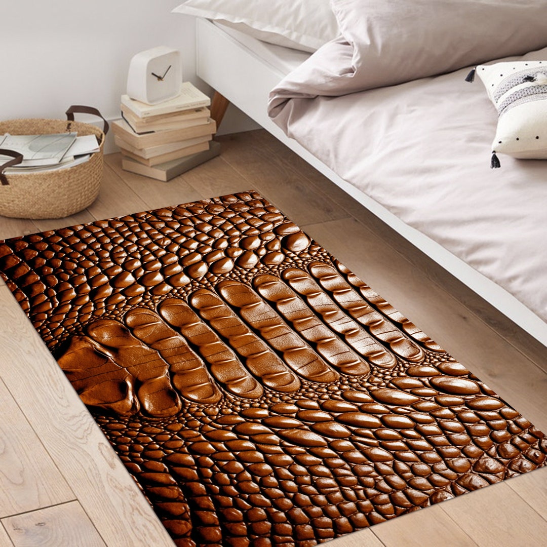 Snake Skin Print Rug: Modern Animal Decor, Non-slip - Etsy