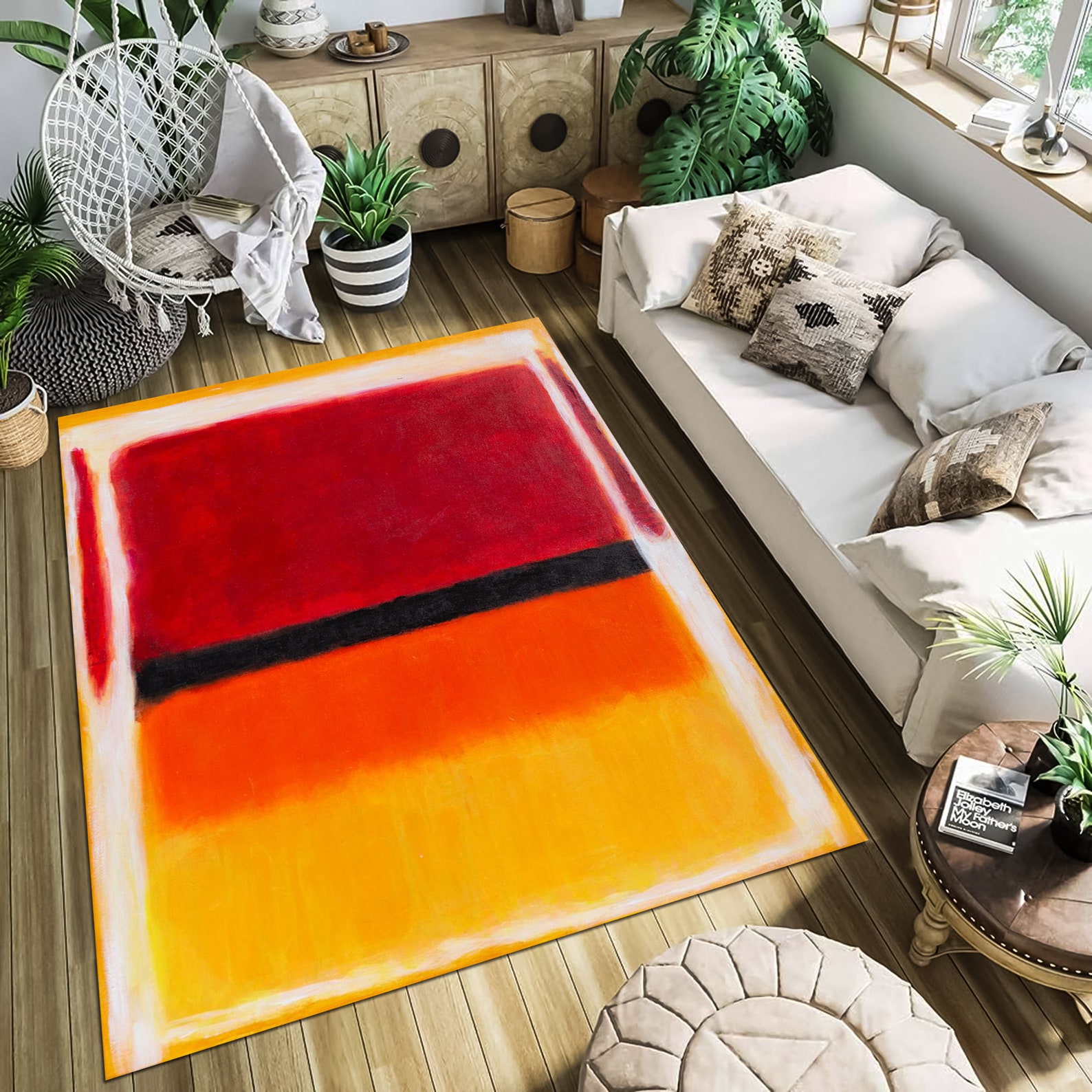 Rothko Area Rug, Art Rug, Bursh Rug, Machine Washable Carpet, Living ...