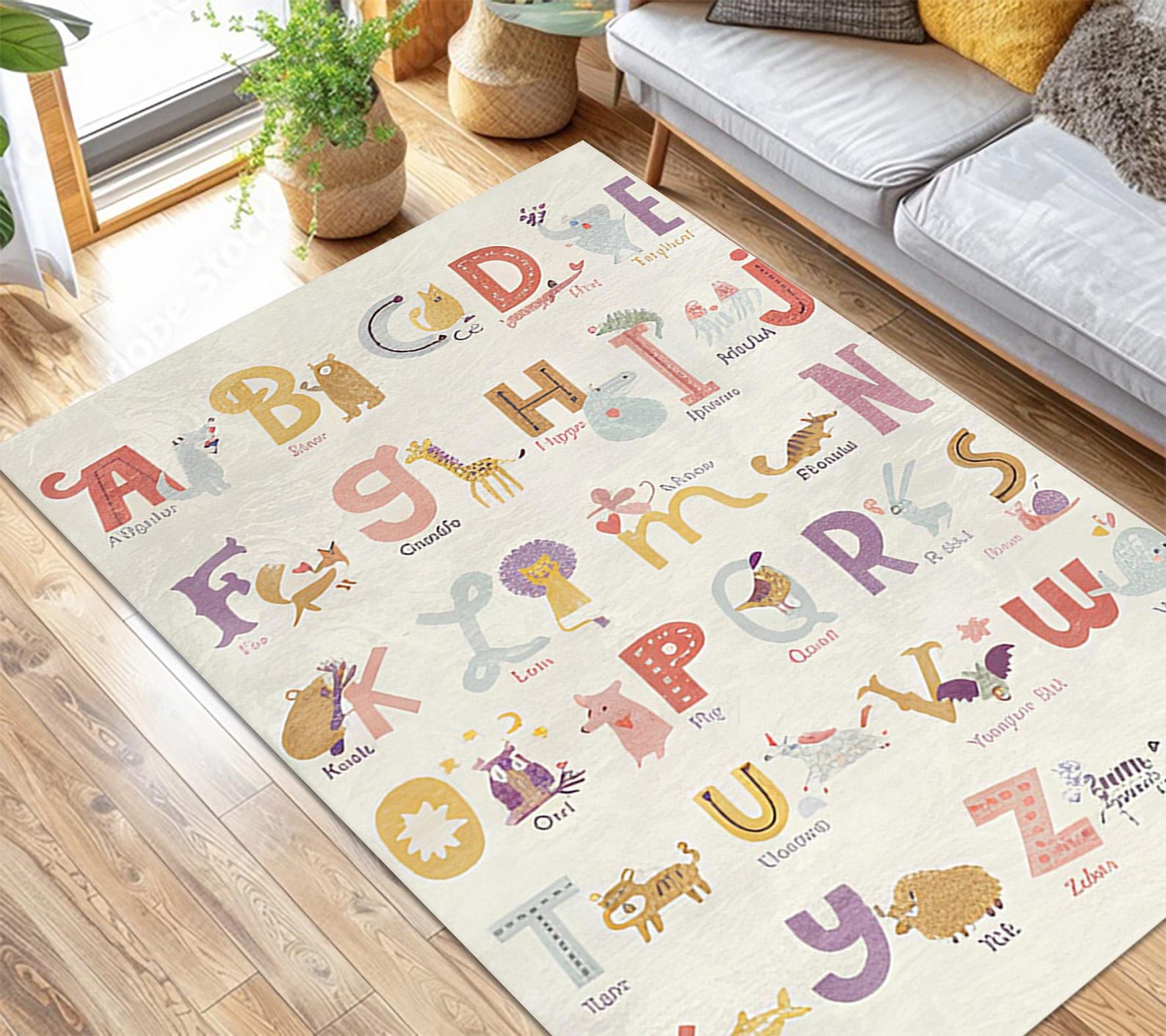 Alphabet Themed Rug ,colorful Educational Carpet,playroom Accent Rug ...