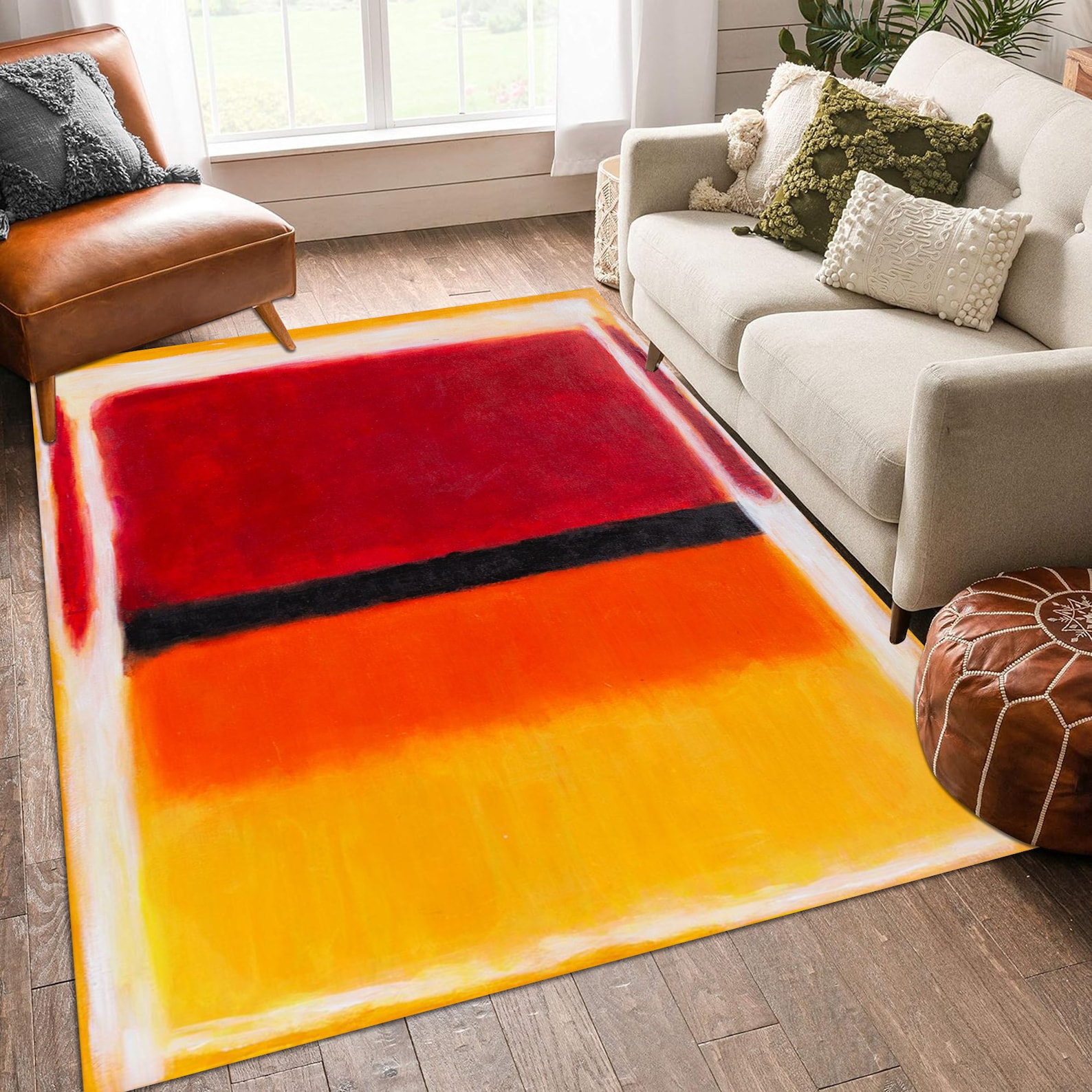 Rothko Area Rug, Art Rug, Bursh Rug, Machine Washable Carpet, Living ...