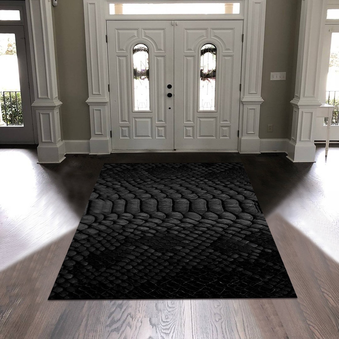 Black Rug, Snake Skin Rug, Cool Rug, Animal Decor, Living Room Rug ...