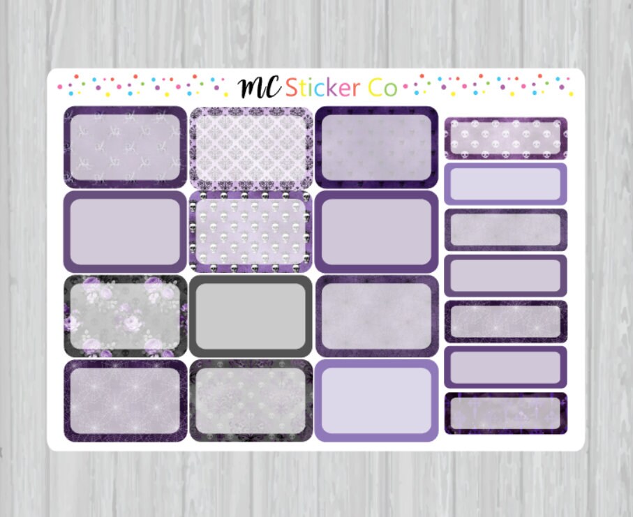 Purple Gothic Half Box Planner Stickers, EC Life Planner Stickers ...