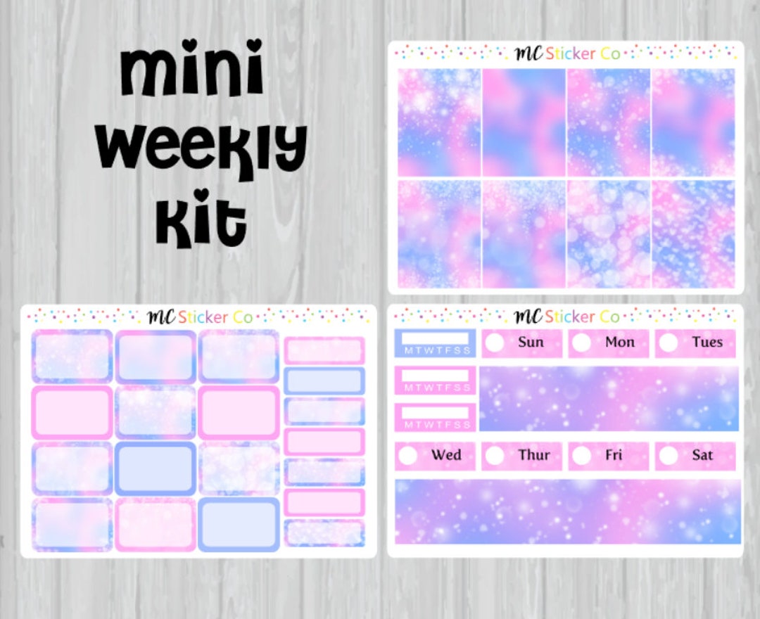 Pink and Blue Tie Die Mini Kit Planner Stickers, EC Life Planner ...