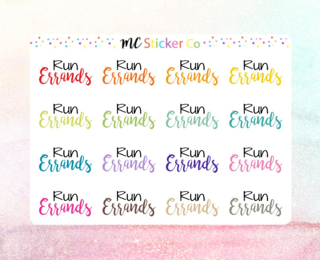 Run Errands Script Planner Stickers, Script Stickers - Etsy