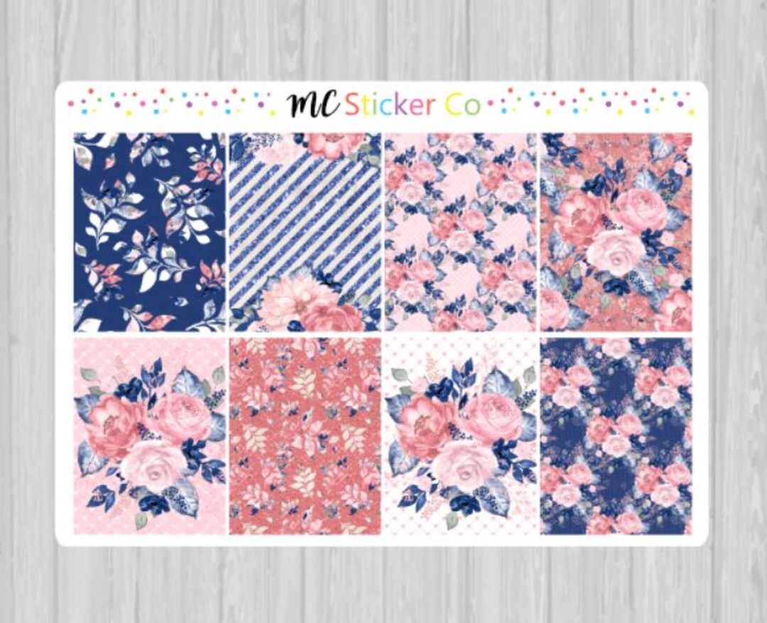 Blush and Navy Full Box Planner Stickers, EC Life Planner Stickers - Etsy