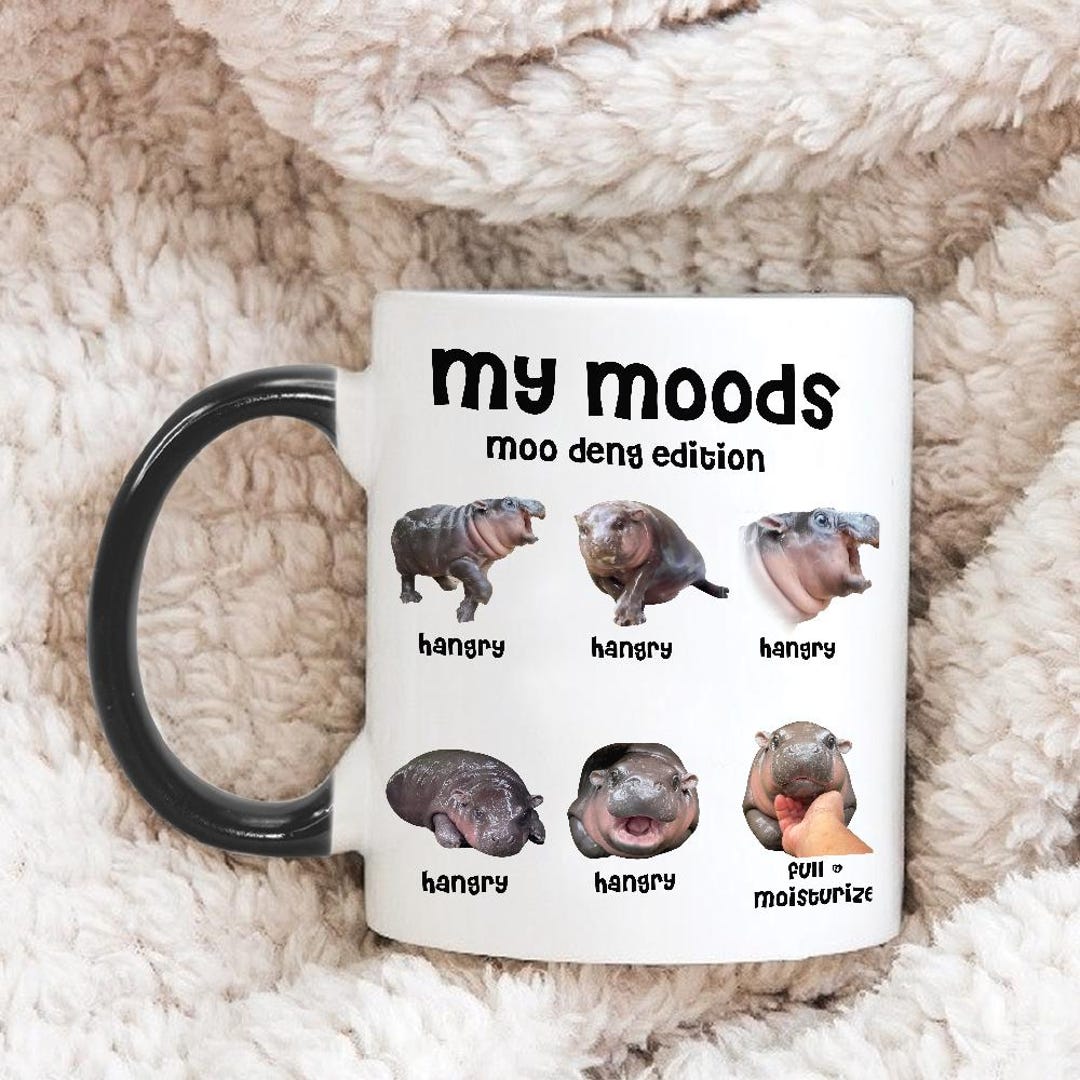 Moo Deng Mood Sassy Hippo Accent Mug Cute Funny Gift - Etsy