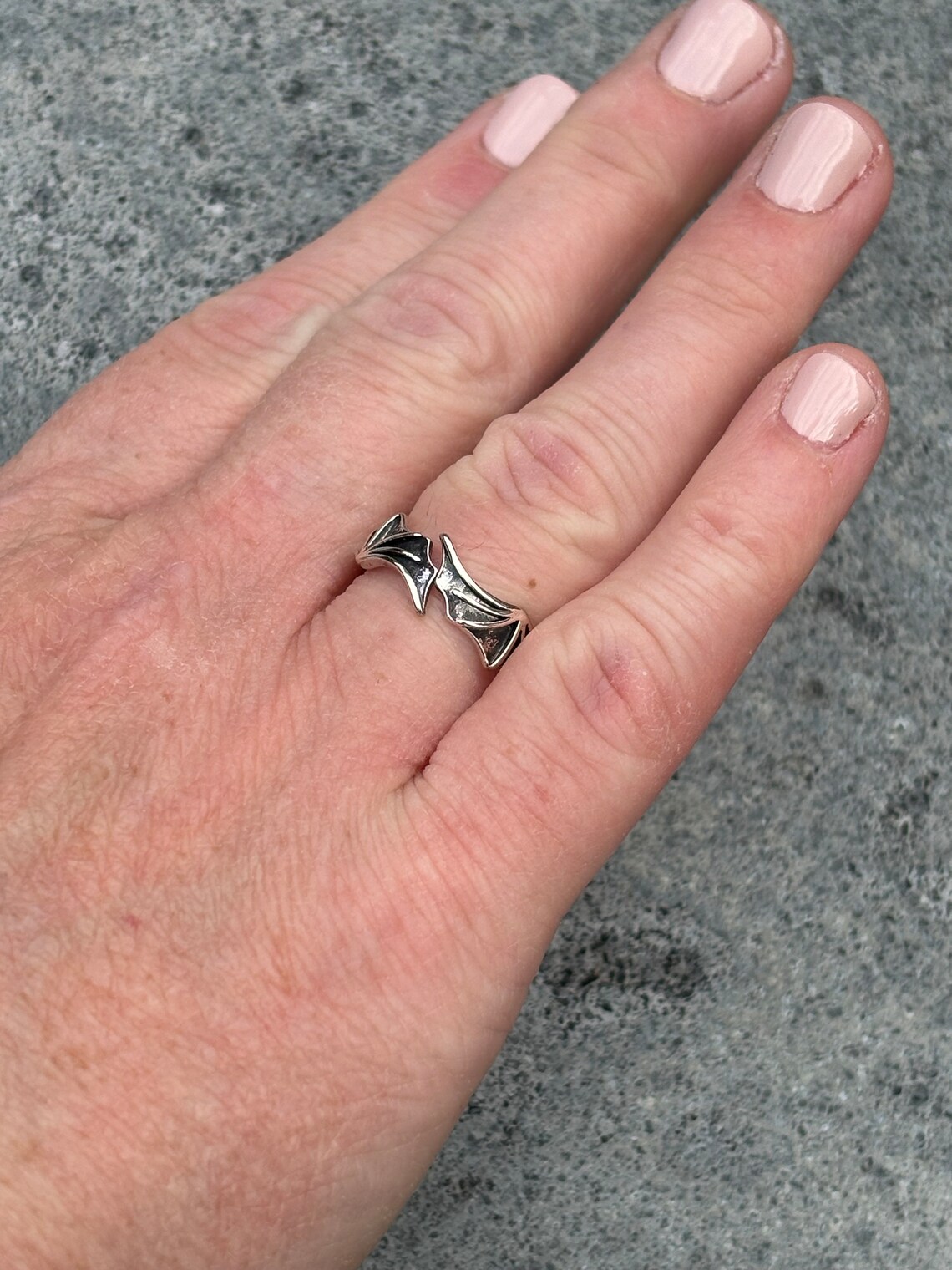 Adjustable Silver Bat Ring, Gothic Style, Entwined Bat Design, Animal ...