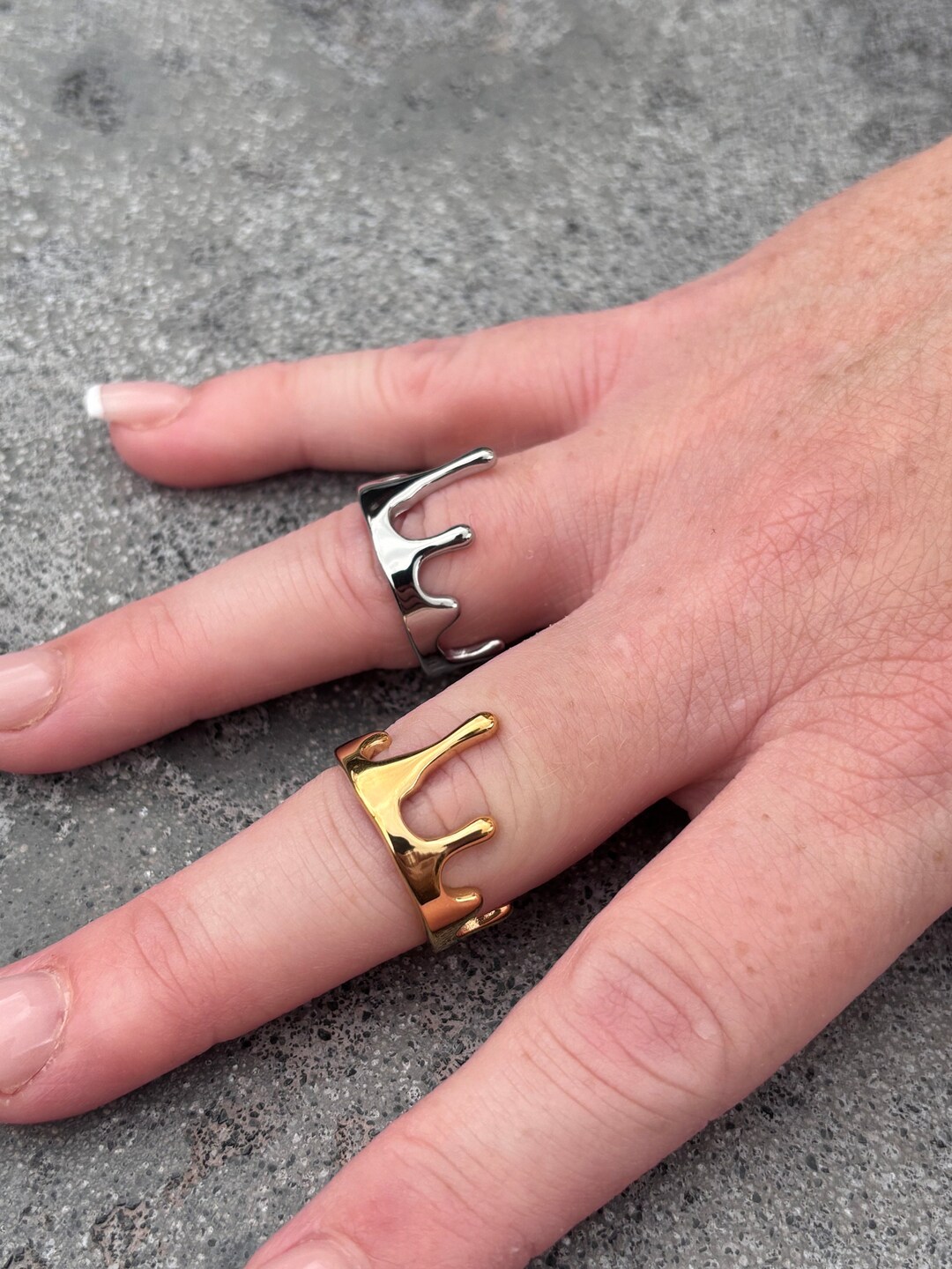 Gold Dripping Ring, Statement Ring, Unique Y2K Jewellery, Waterproof ...