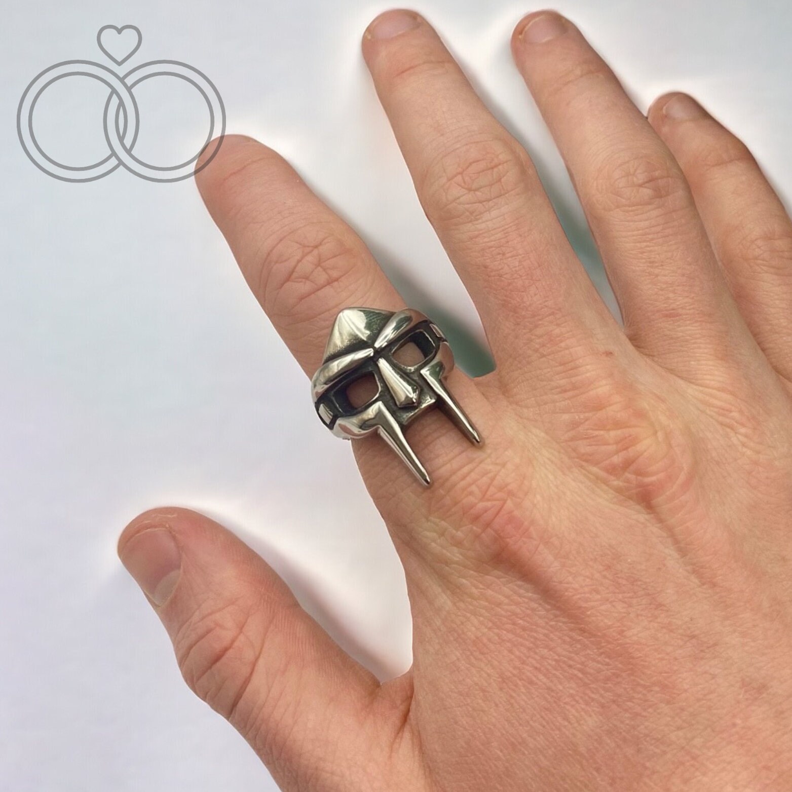 MF DOOM Ring, Silver Steel Dr DOOM, Mens Silver Gladiator Ring, Rapper ...