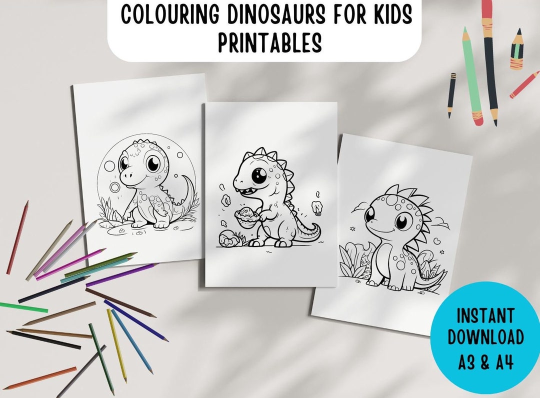 Friendly Dinosaurs Coloring Pages Printable Digital Download - Etsy