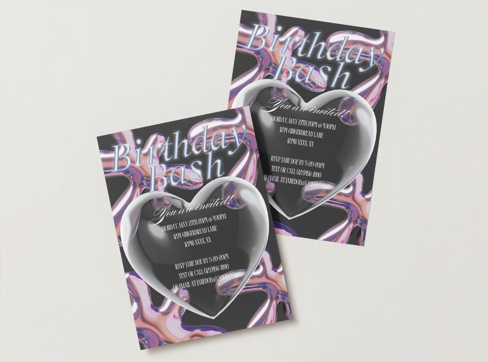 Y2K Birthday Bash Invitation Template, Customizable Invitation Template ...