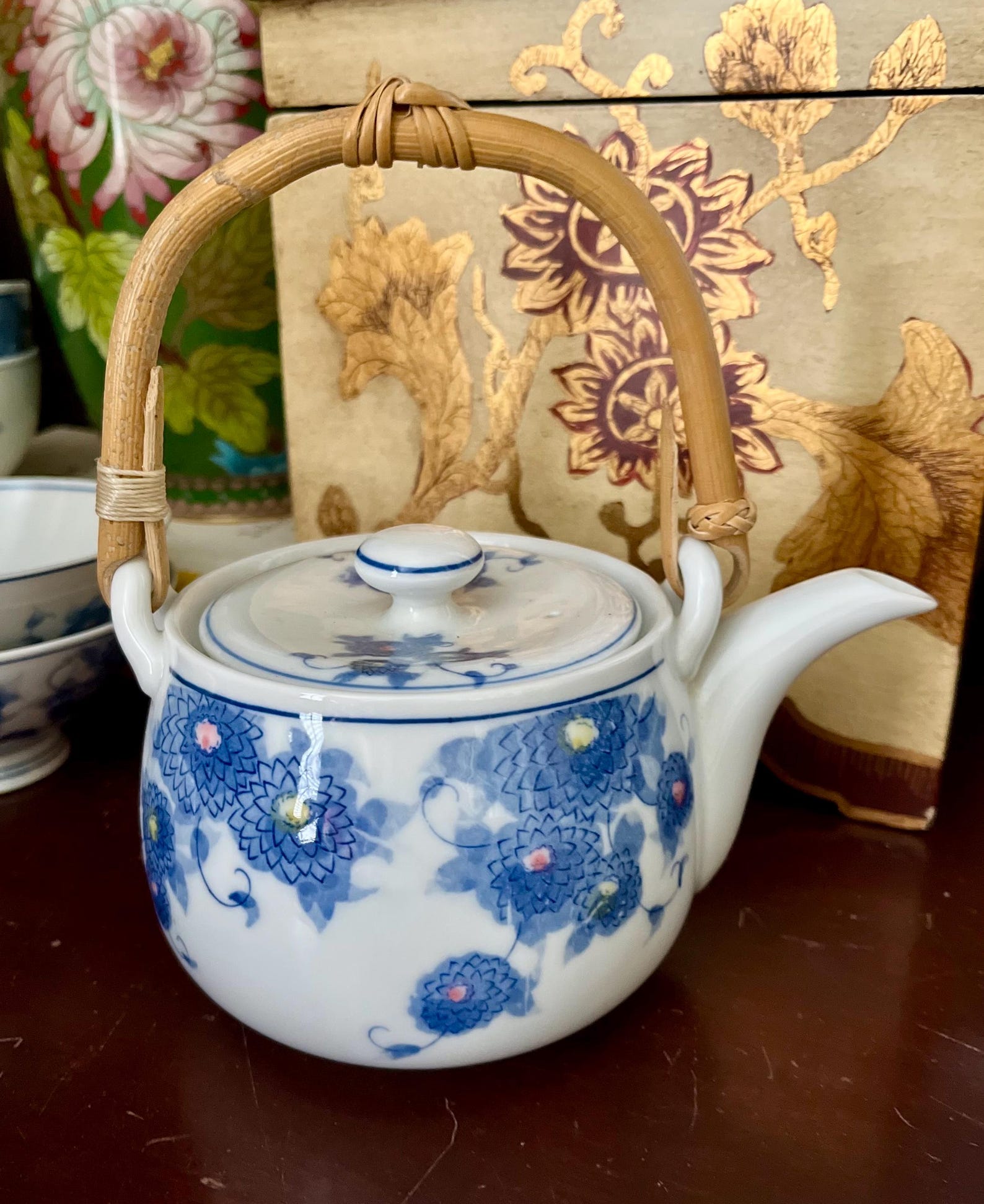 Vintage and Authentic Japanese Tea Set With Bamboo Handle. so Pretty ...