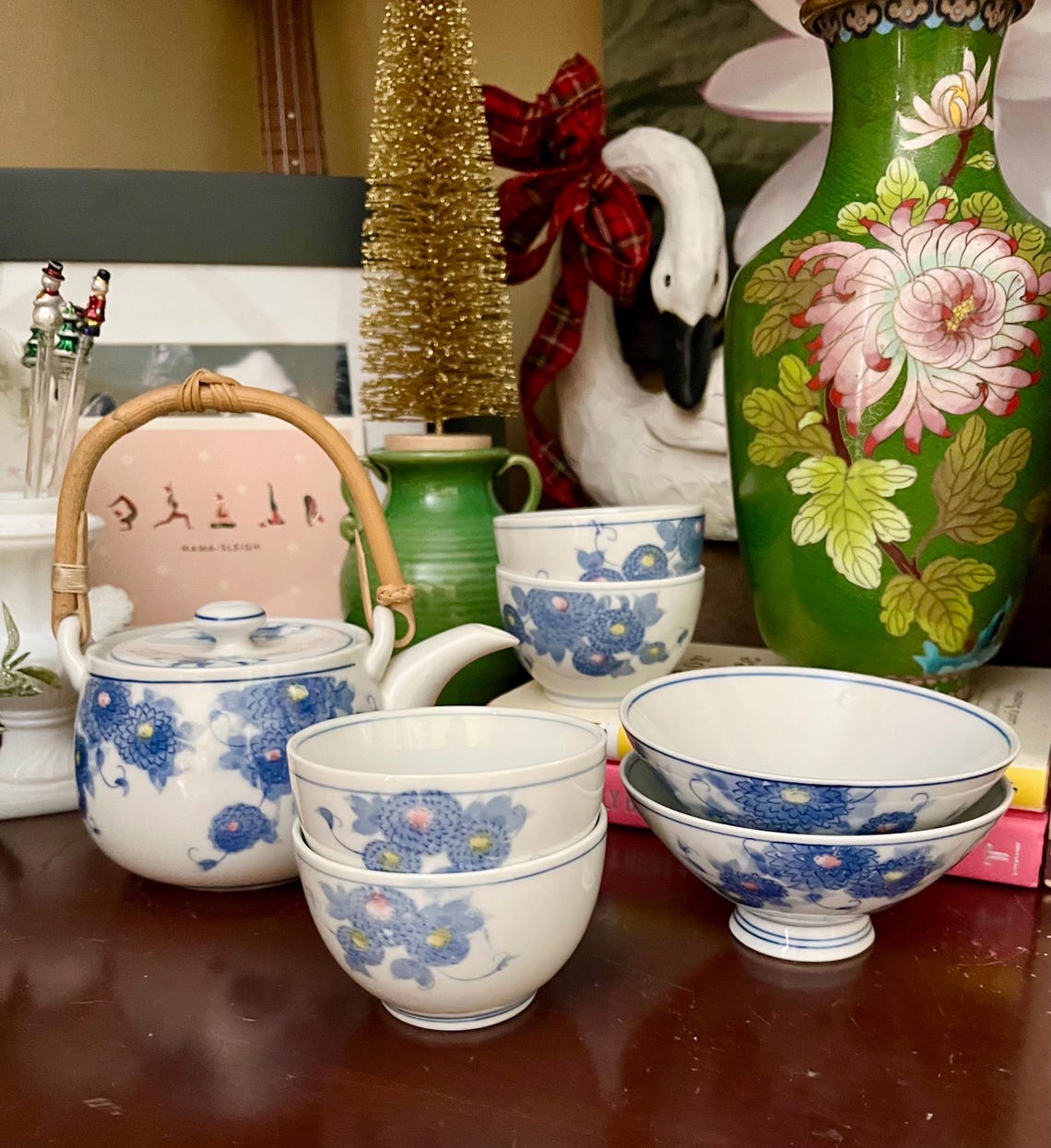 Vintage and Authentic Japanese Tea Set With Bamboo Handle. so Pretty ...