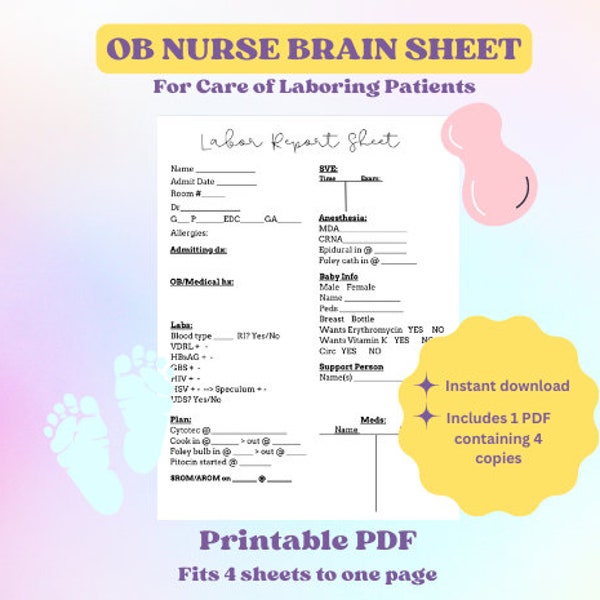 Labor and Delivery Nurse Report Sheet - Etsy