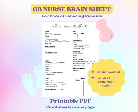Labor and Delivery Nurse Report Sheet Template - Etsy