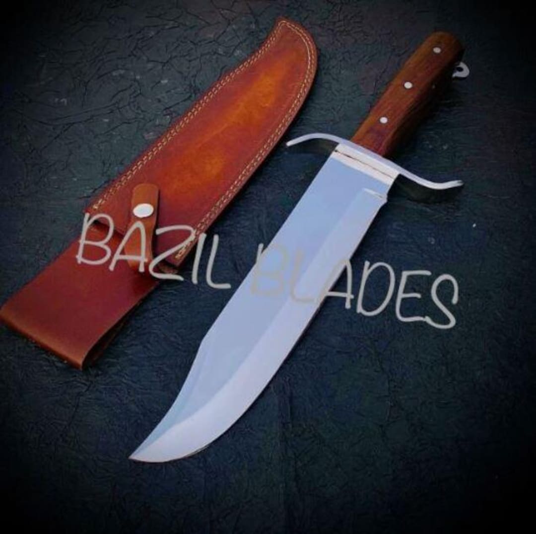 15 Inches Rambo Custom Handmade Bowie Wood Handle Carbon Steel Knife ...