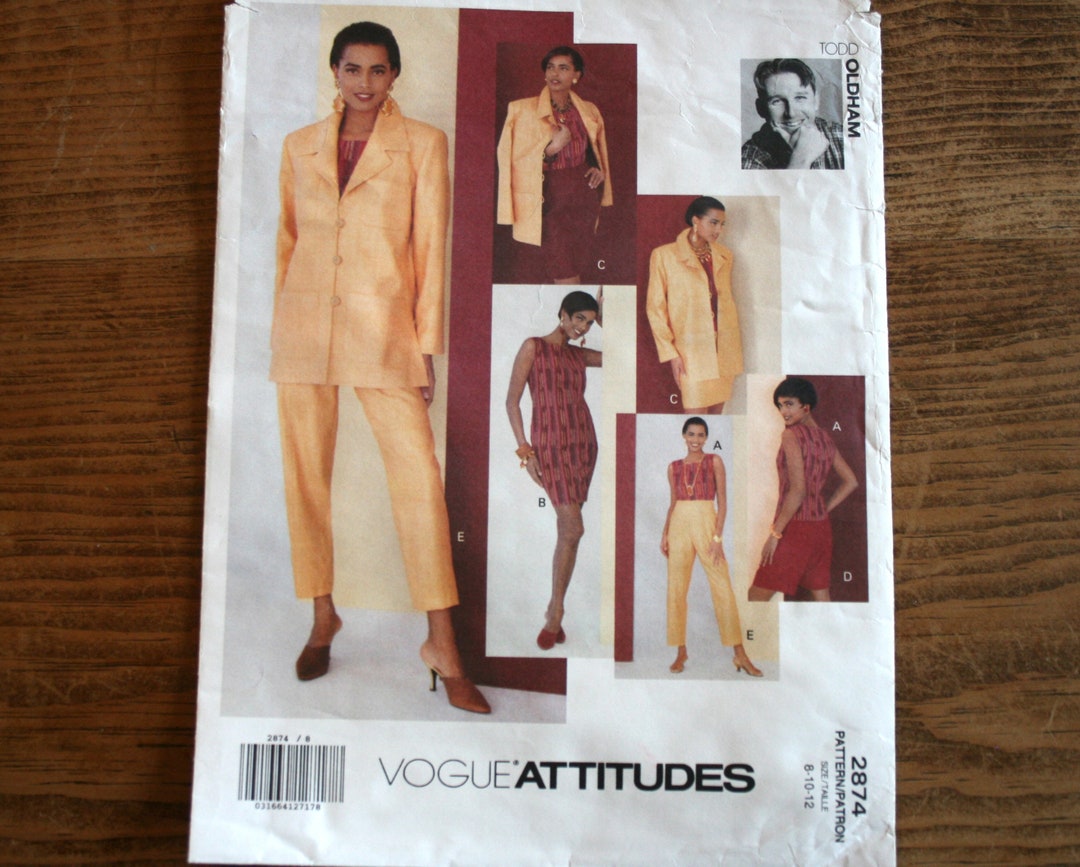Vintage 1990s Todd Oldham Vogue 2874 Sportswear Sewing Pattern (sizes 8 ...