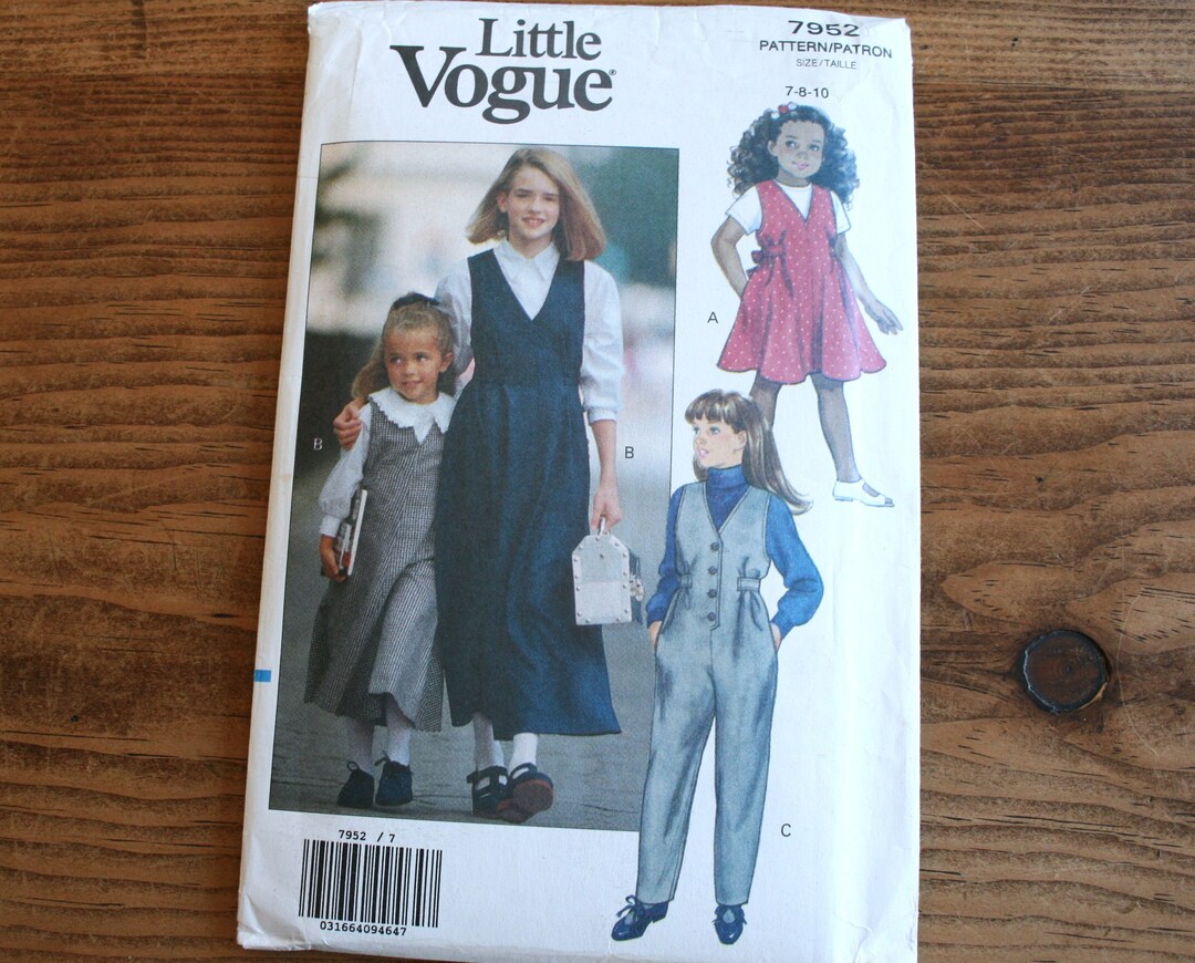 Vintage 90s Little Vogue Sewing Pattern: Girl's Dress, Jumper, Jumpsuit ...