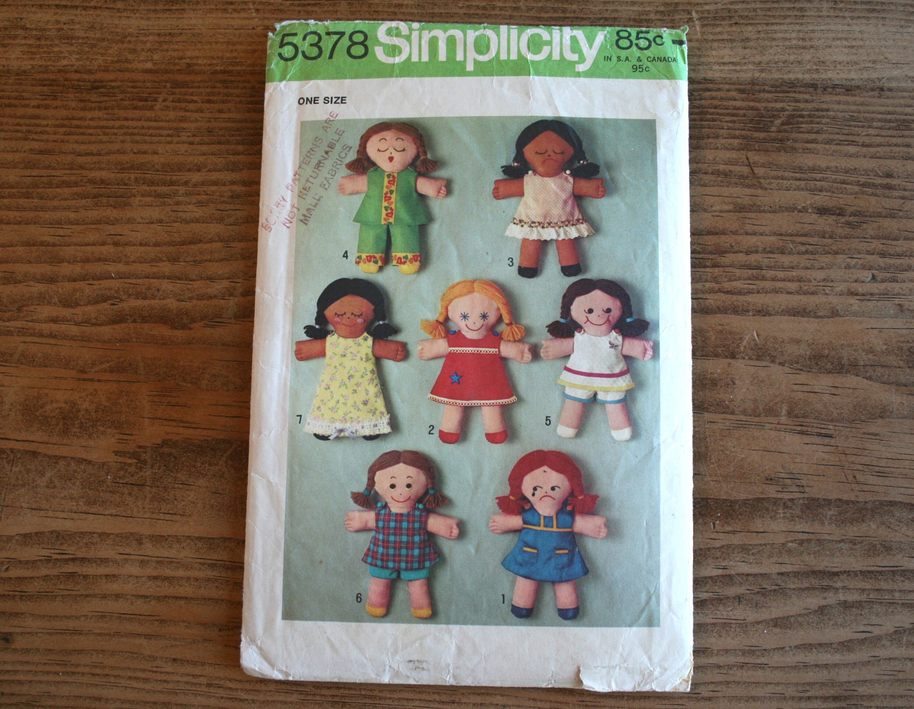 Vintage 1970s Simplicity Craft Sewing Pattern 5378 7 Versions of Rag ...