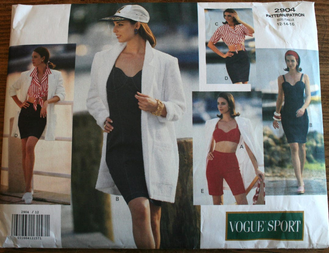 1990s Vogue Sport Sewing Pattern 2904: Jacket, Skirt, Top (sizes 12-16 ...