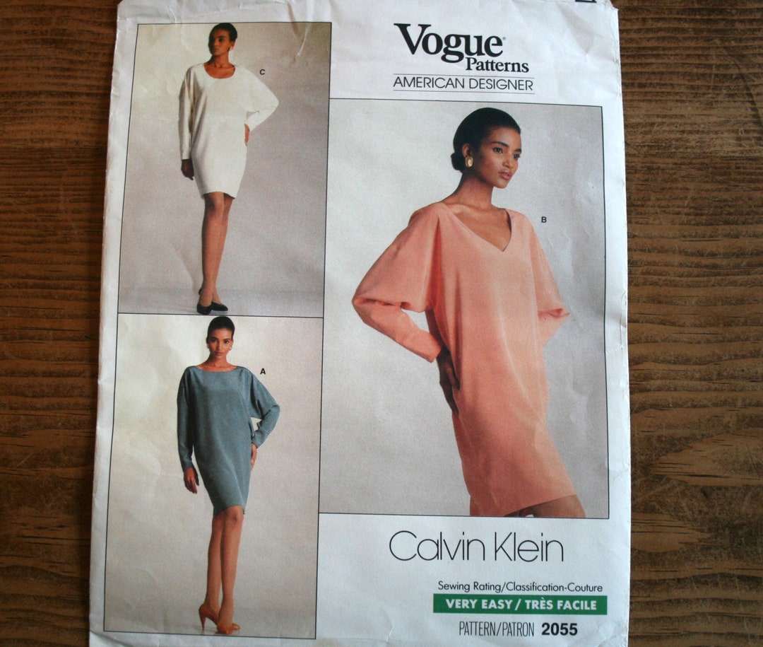 1980s Calvin Klein Dress Sewing Pattern: Vogue 2055, Size P-S-M - Etsy