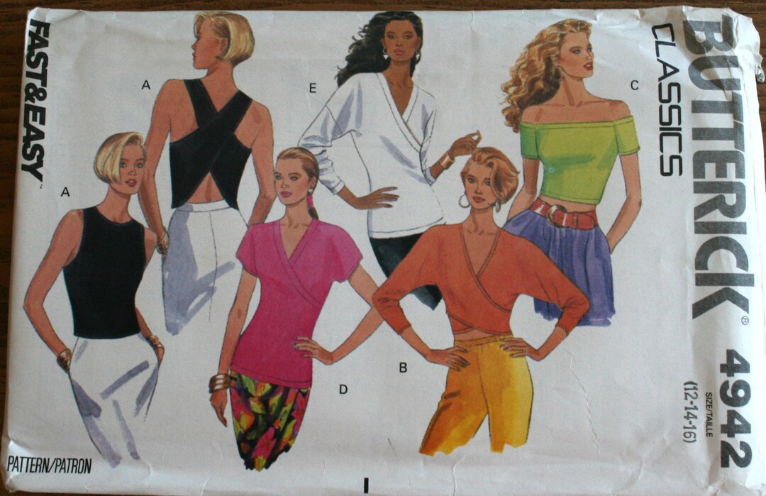 Rare Vintage 1990s Fast & Easy Butterick Sewing Pattern 4942 - Sizes 12 ...