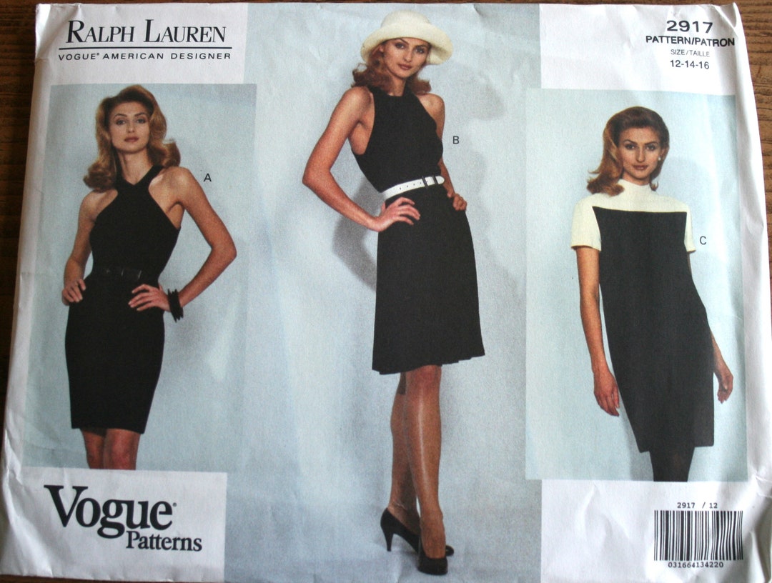 Vintage 1990s Ralph Lauren Vogue American Designer Dress Pattern 2917 ...