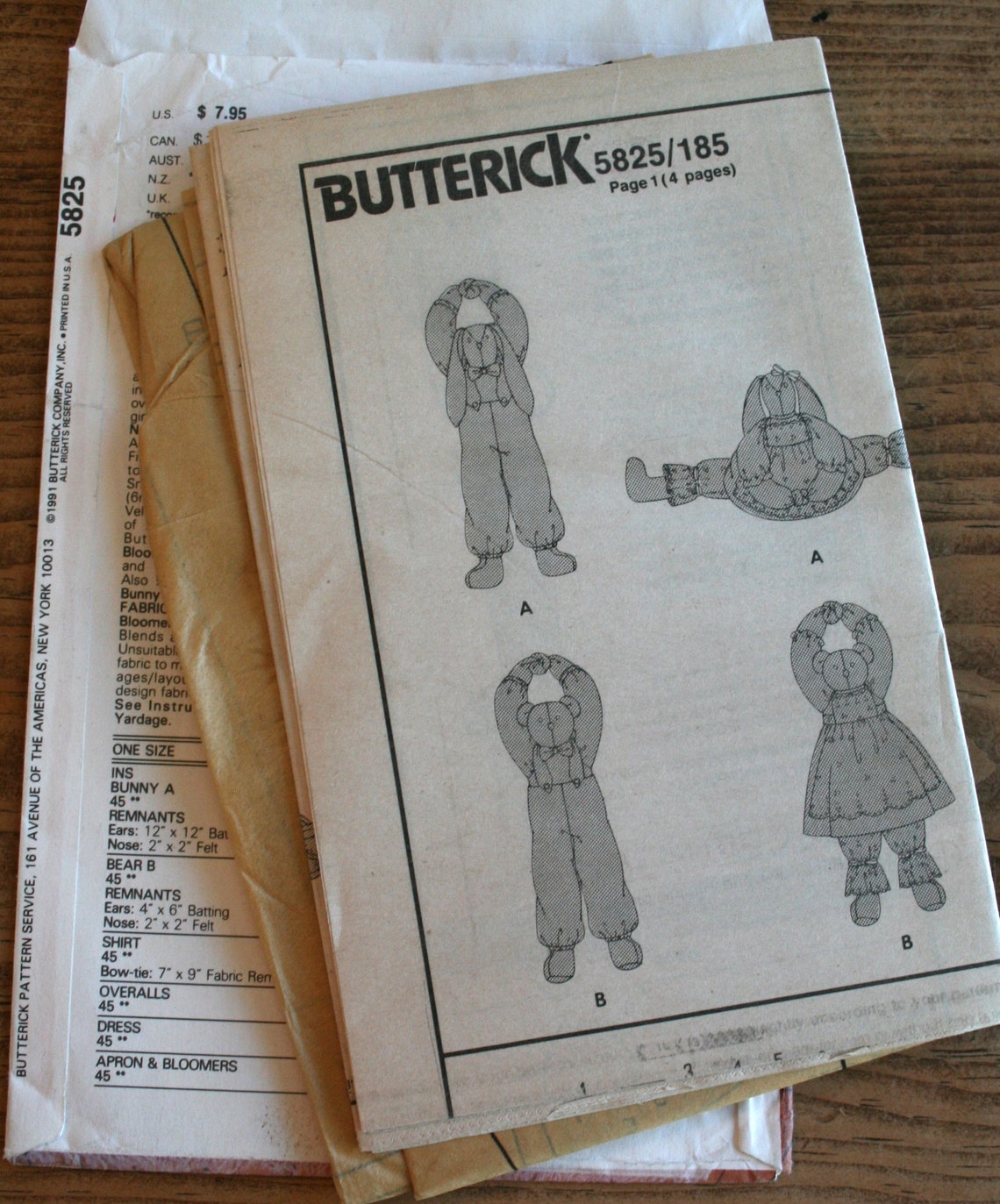 Vintage 1990s Butterick Craft Sewing Pattern 5825 - Charming Draft ...