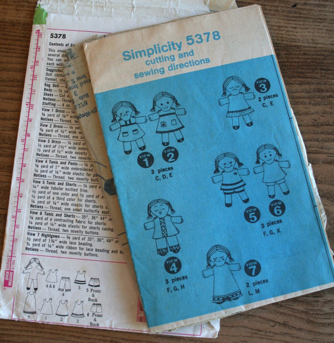 Vintage 1970s Simplicity Craft Sewing Pattern 5378 7 Versions of Rag ...