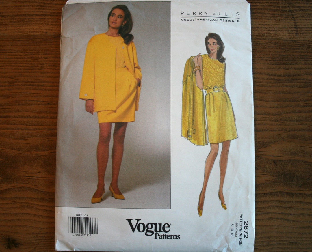 1990s Perry Ellis Vogue Sewing Pattern: Jacket, Skirt, Top (sizes 8-12 ...