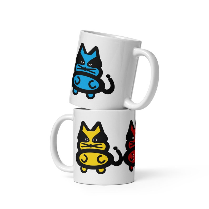 White Mug With 3 Bad Kitties - Etsy