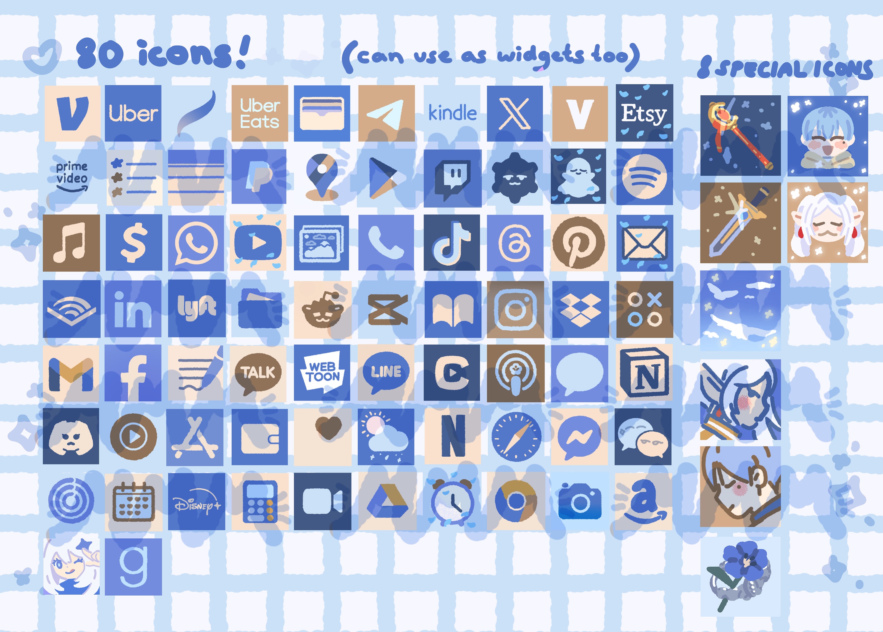 Pastel Blue Freiren Phone Theme | Aesthetic Ios App Icons, Cute Pastel ...