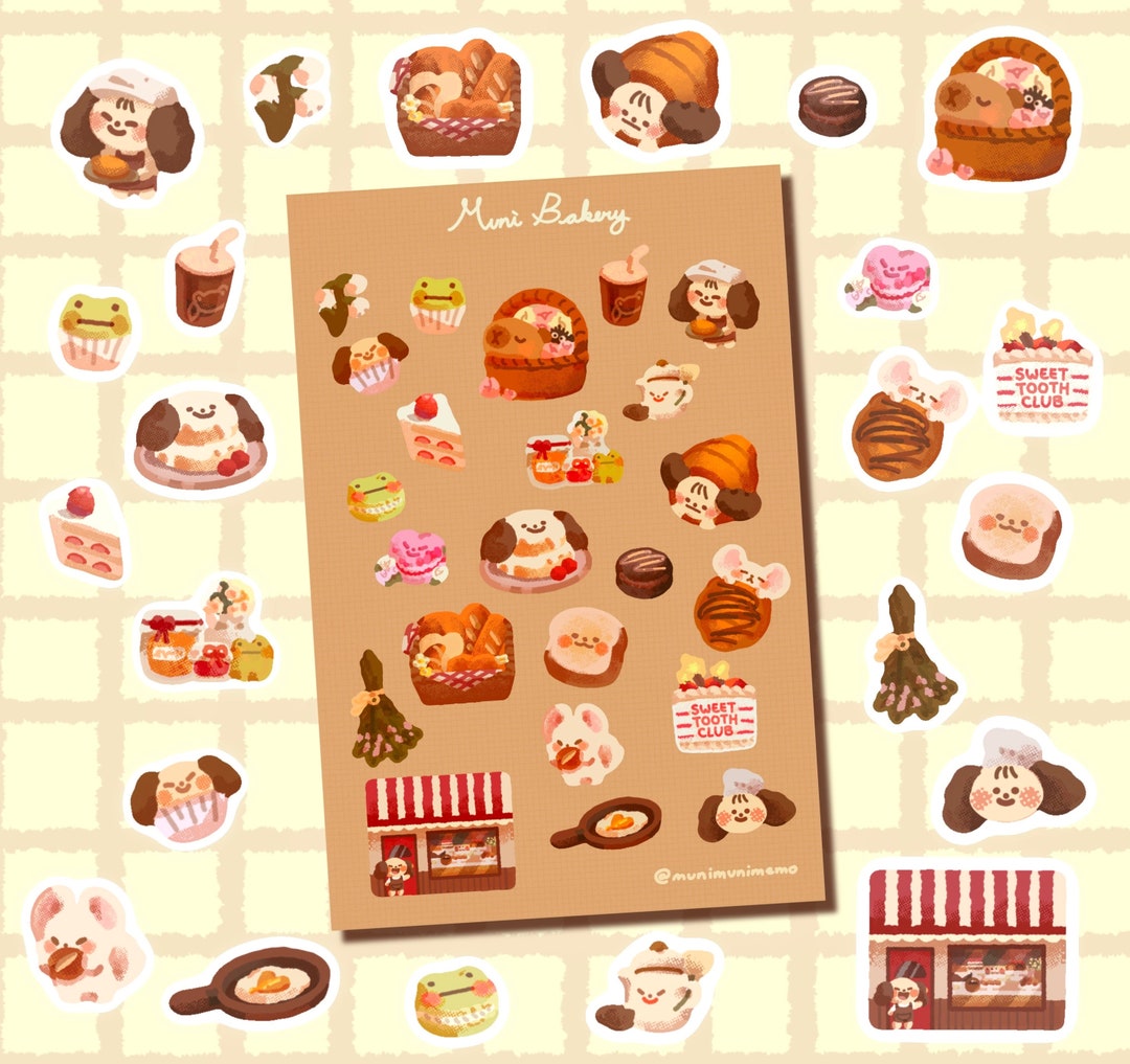 Bakery Aesthetic Sticker Sheet | Bullet Journal Stickers, Cute Planner ...
